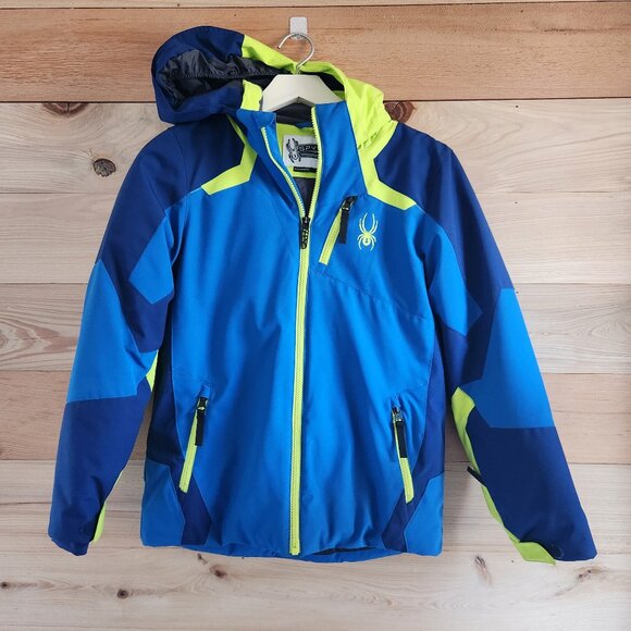 Spyder | Jackets & Coats | Spyder Kids Blue And Neon Green Jacket ...